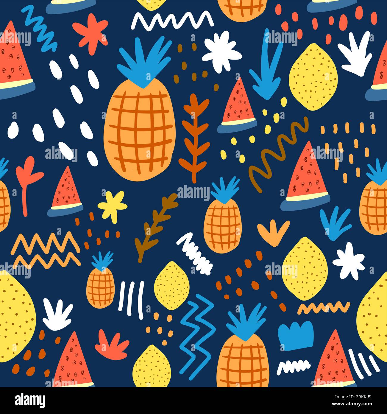 Seamless summer fruits pattern Stock Vector Images - Alamy