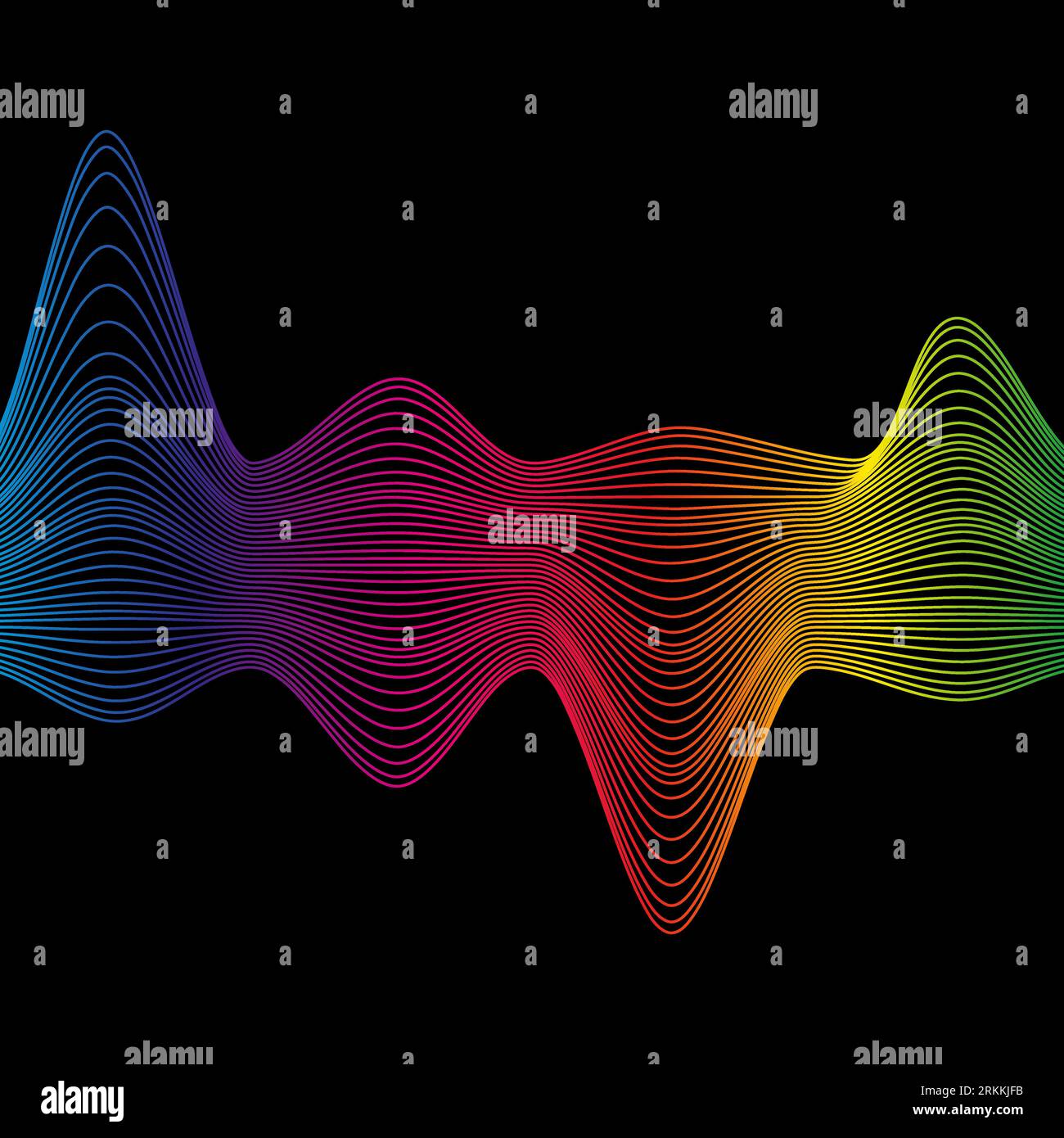 Sound wave rainbow wavy line gradients. Radio frequency. Abstract ...