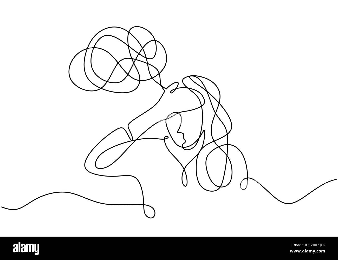 Sad person single line art hi-res stock photography and images - Alamy