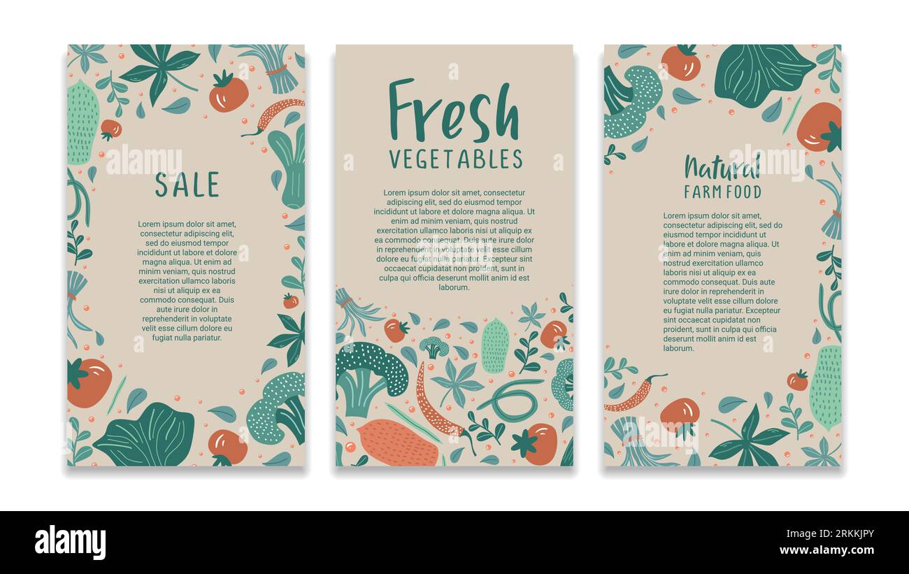 Food social media template with vegetable drawing colorful story banner ...