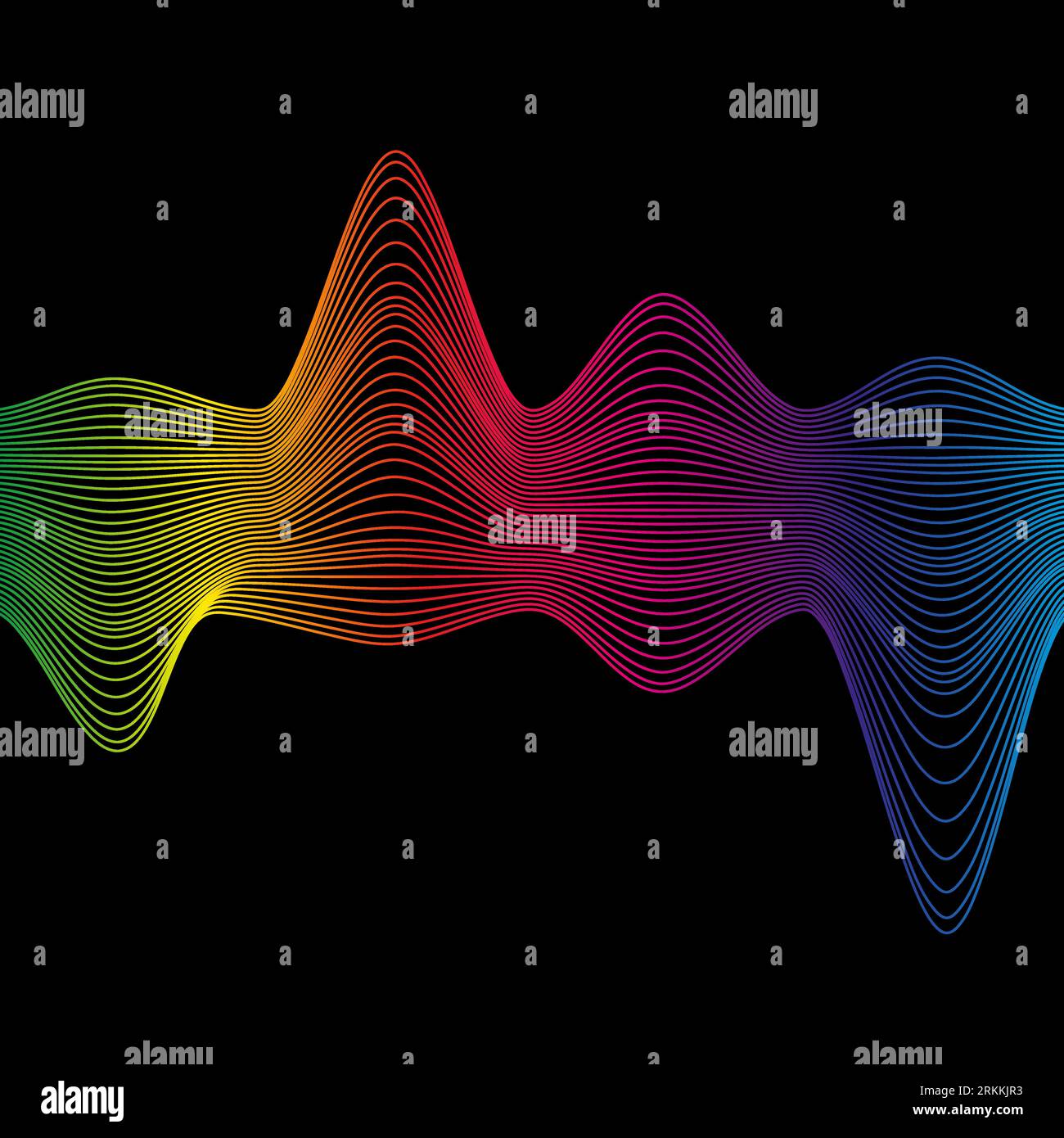 Sound wave rainbow wavy line gradients. Radio frequency. Abstract ...