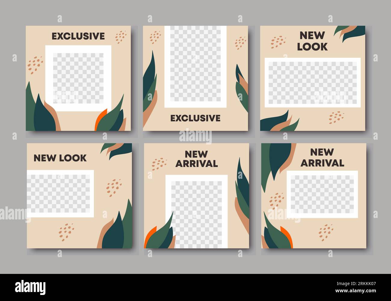 Set of editable minimal square banner template. Modern background with ...