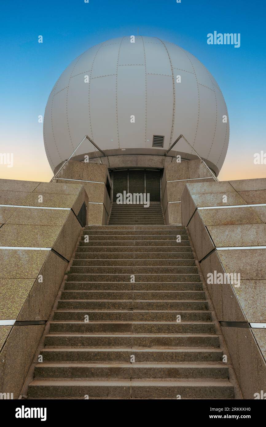View of the tourist attraction, the radar station on the mountain named ...
