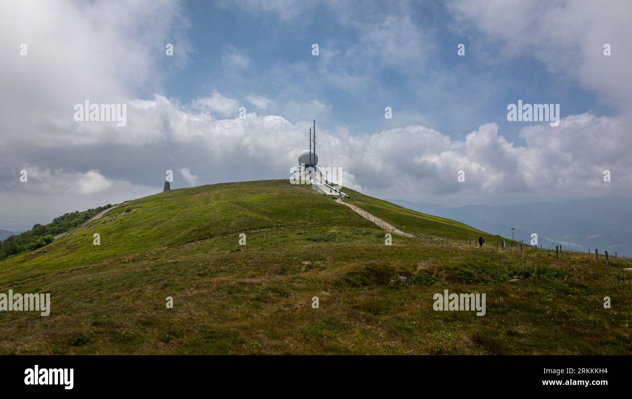 View of the tourist attraction, the radar station on the mountain named ...