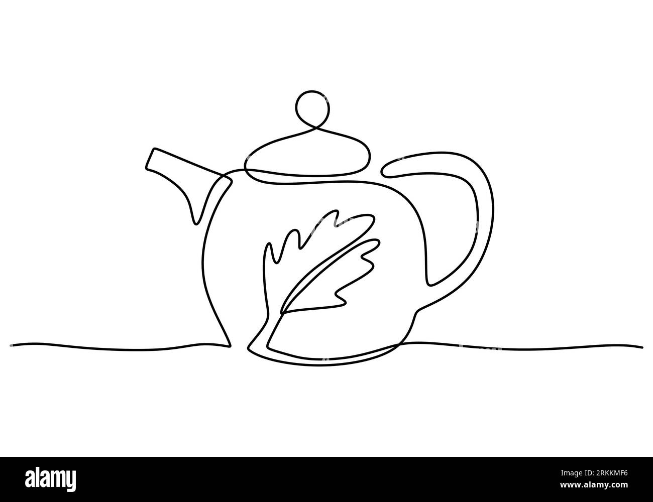Continuous line drawing of teapot. Vintage kettle with handle isolated ...