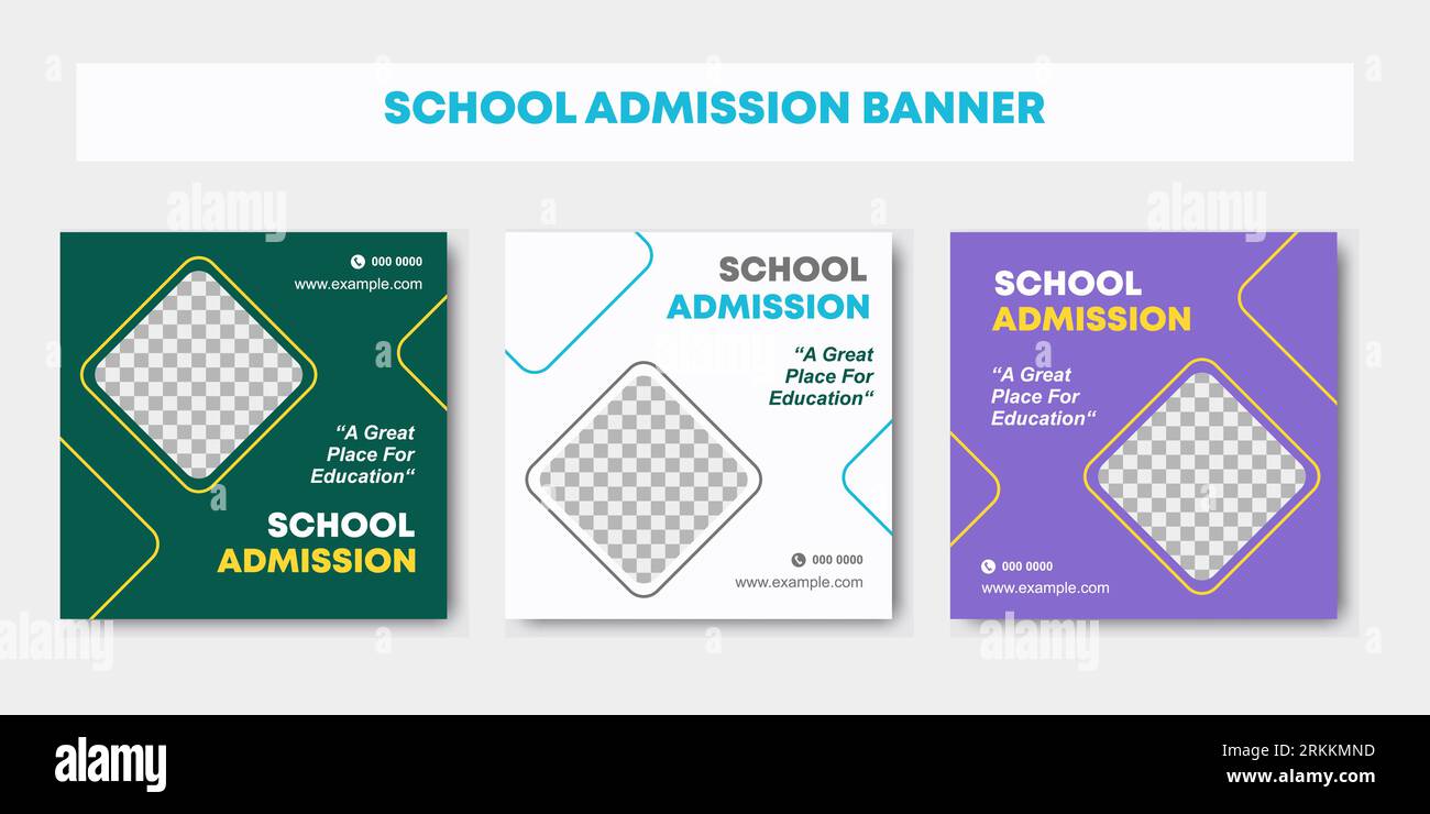 Back to School for Education banner admission Program Editable square ...