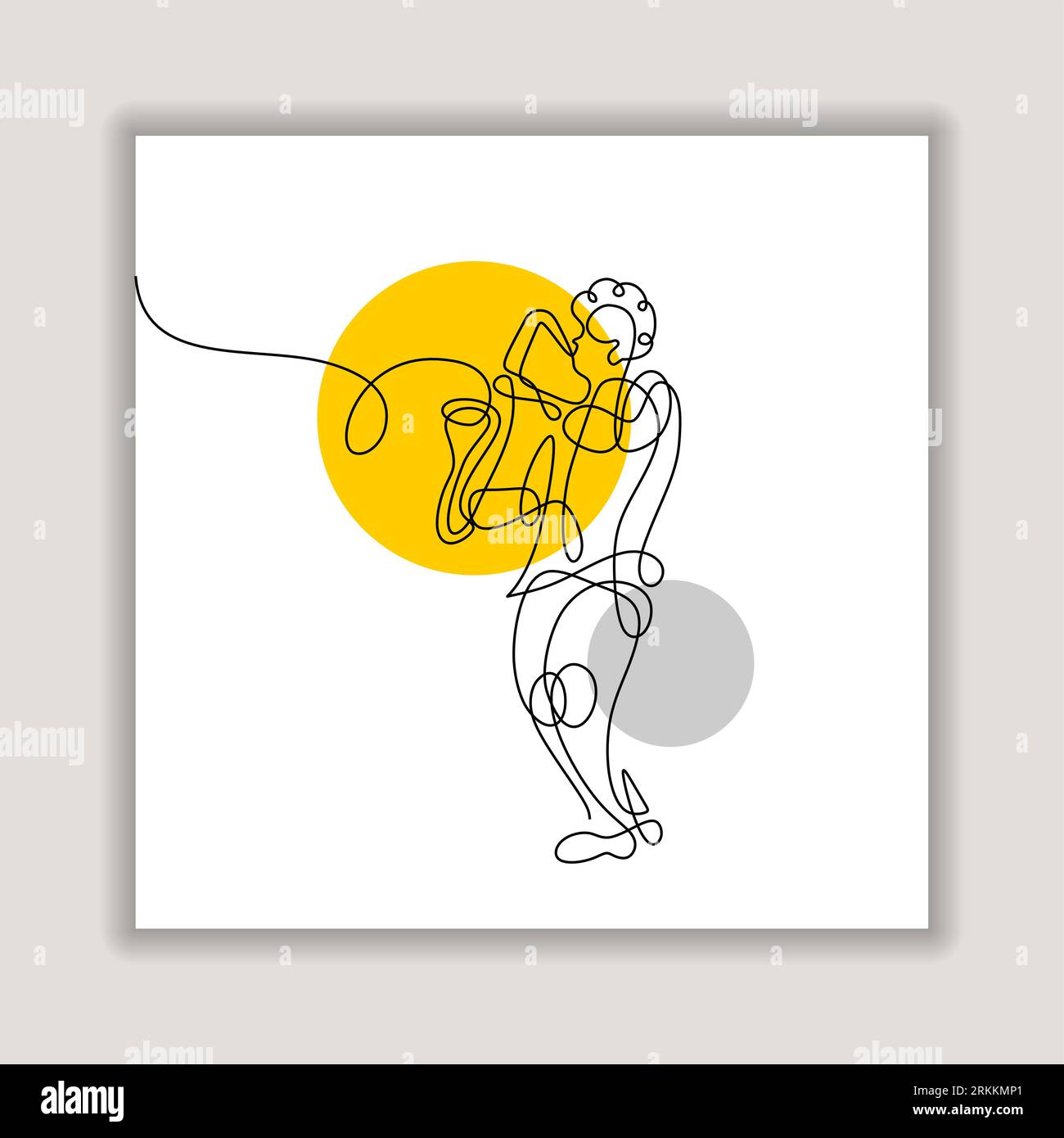 Jazz player one line drawing, continuous line art of a man with music ...