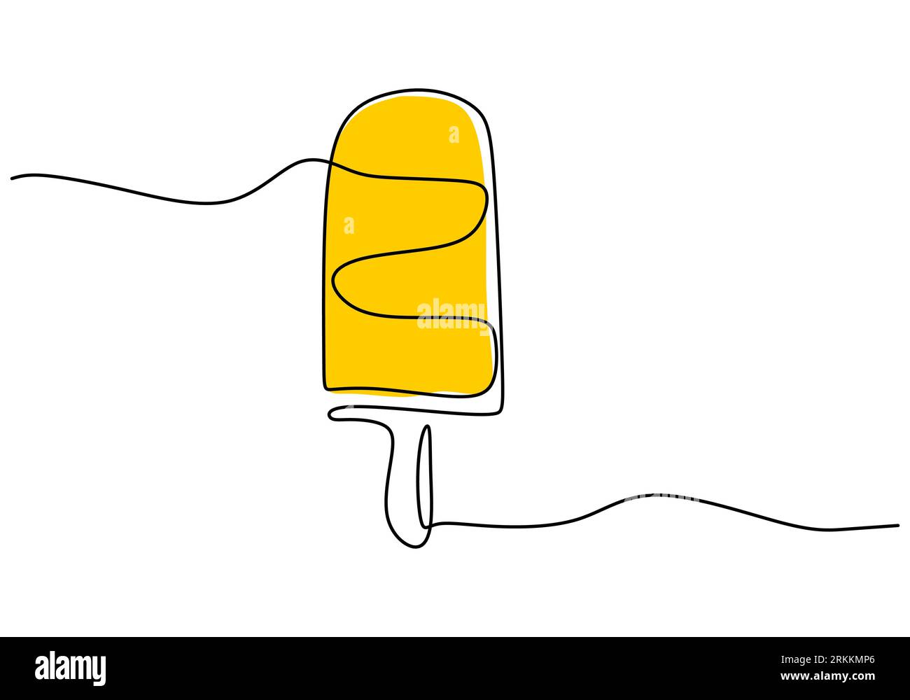 Continuous one line drawing of popsicle isolated on white background ...
