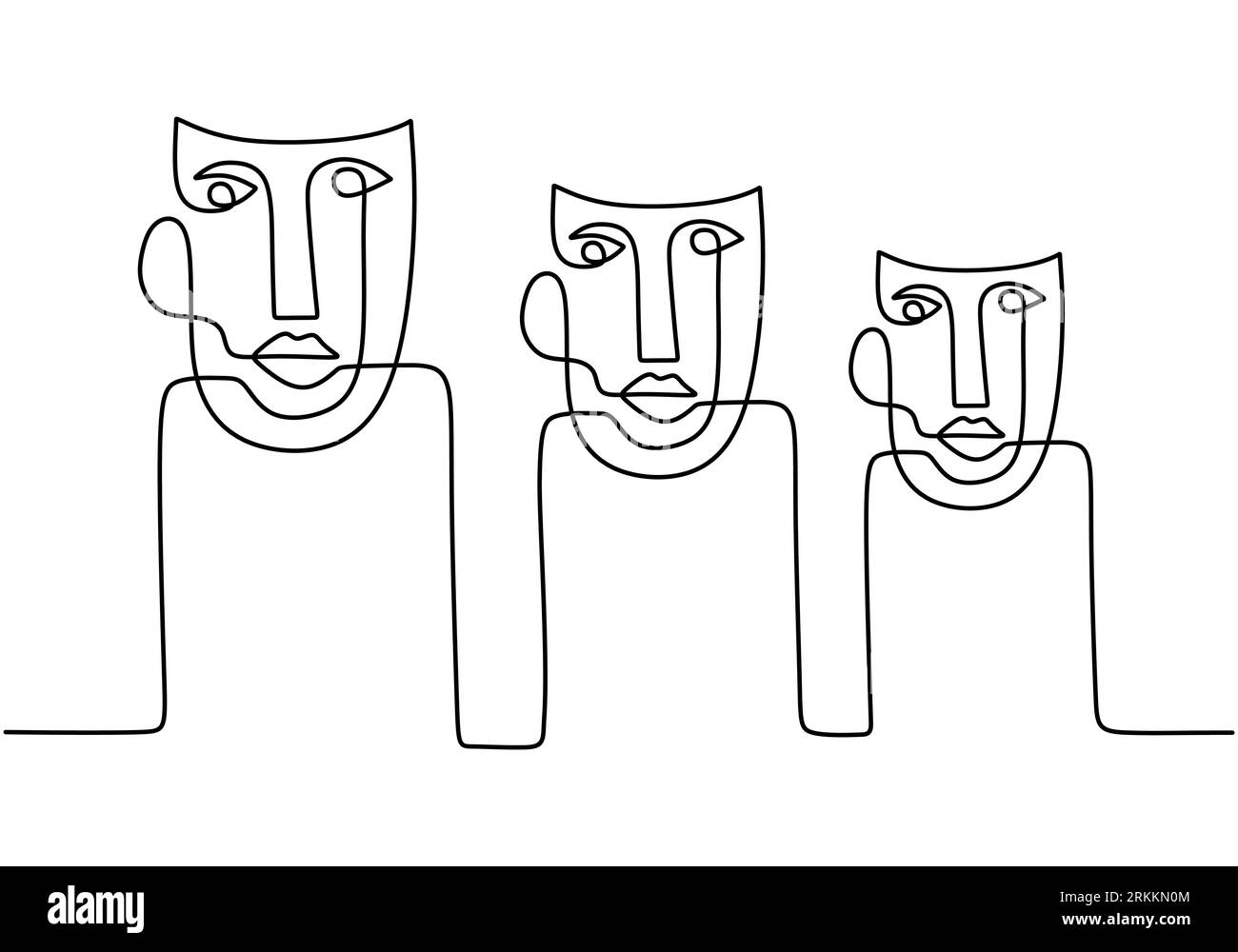 Continuous one line drawing of tribal abstract face human. Modern hand ...