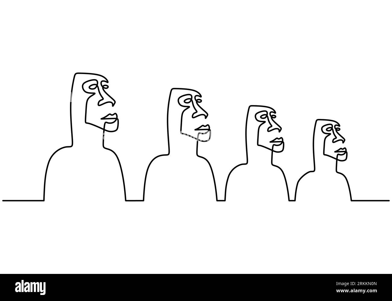 Continuous one line drawing of tribal abstract face human. Modern hand ...