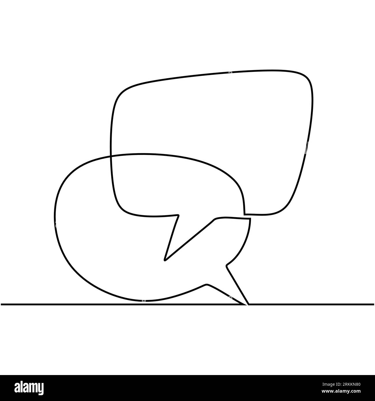 speech bubble continuous line drawing, black and white graphic vector minimalist. One line ...