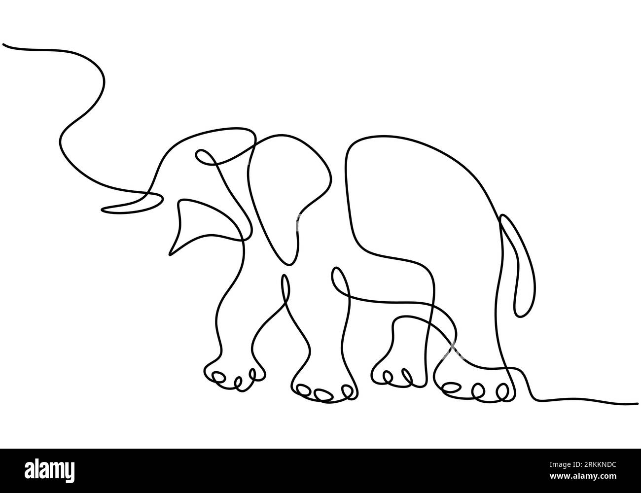 Elephant in continuous single line drawing. A wild animal in the jungle ...