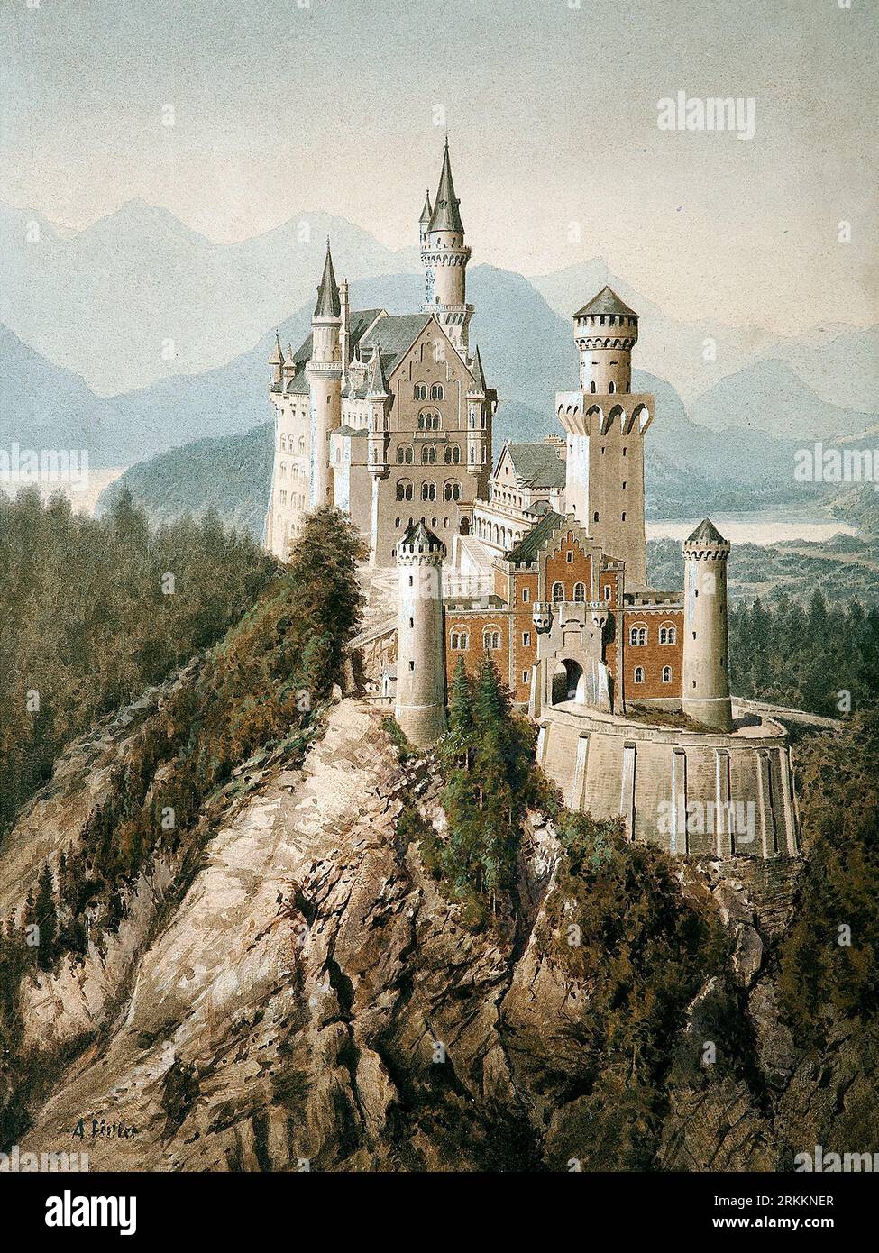 Neuschwanstein Castle 1907 by Adolf Hitler Stock Photo - Alamy