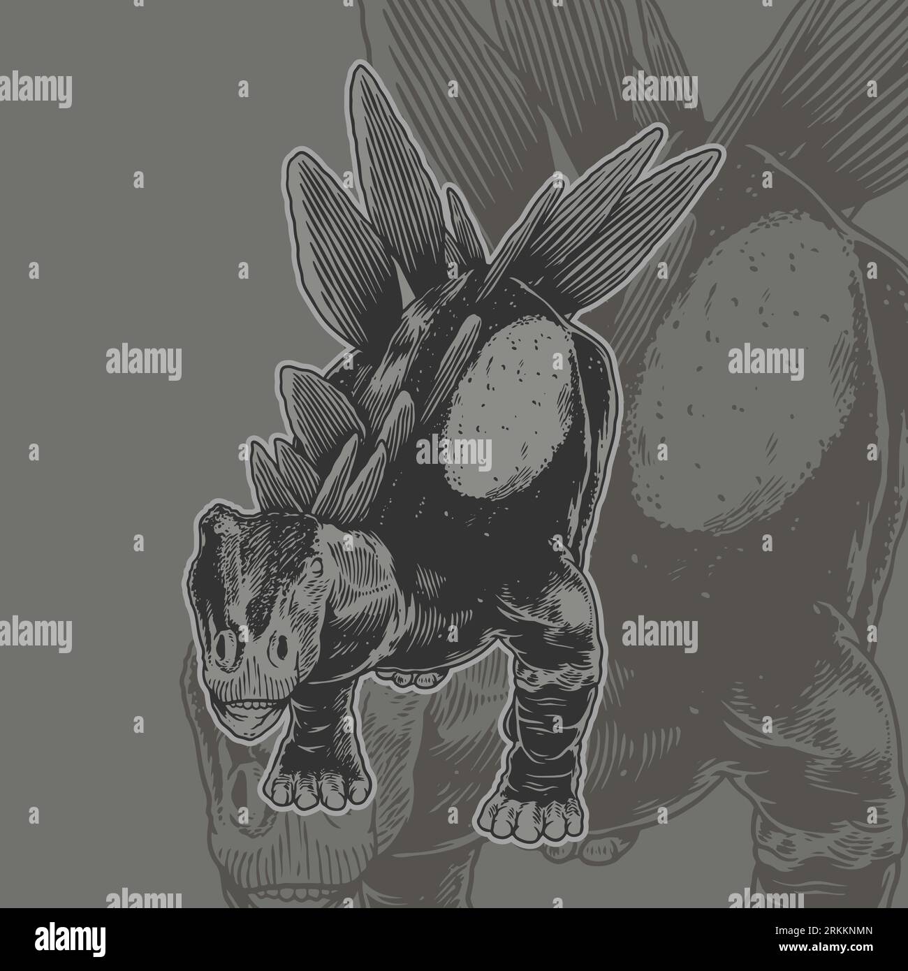 Stegosaurus theme park insignia design. Prehistorical dinosaur. Animal ...