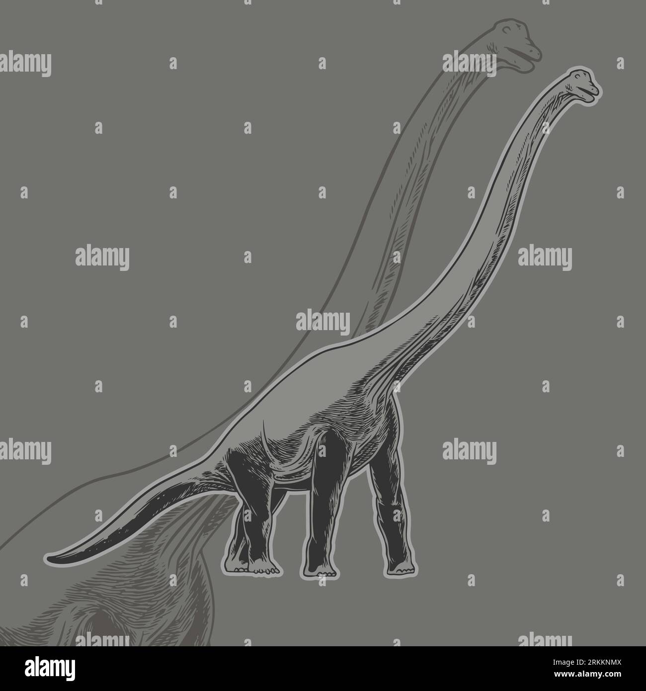 Brontosaur Vector illustration of hand drawn dinosaurs and typography ...