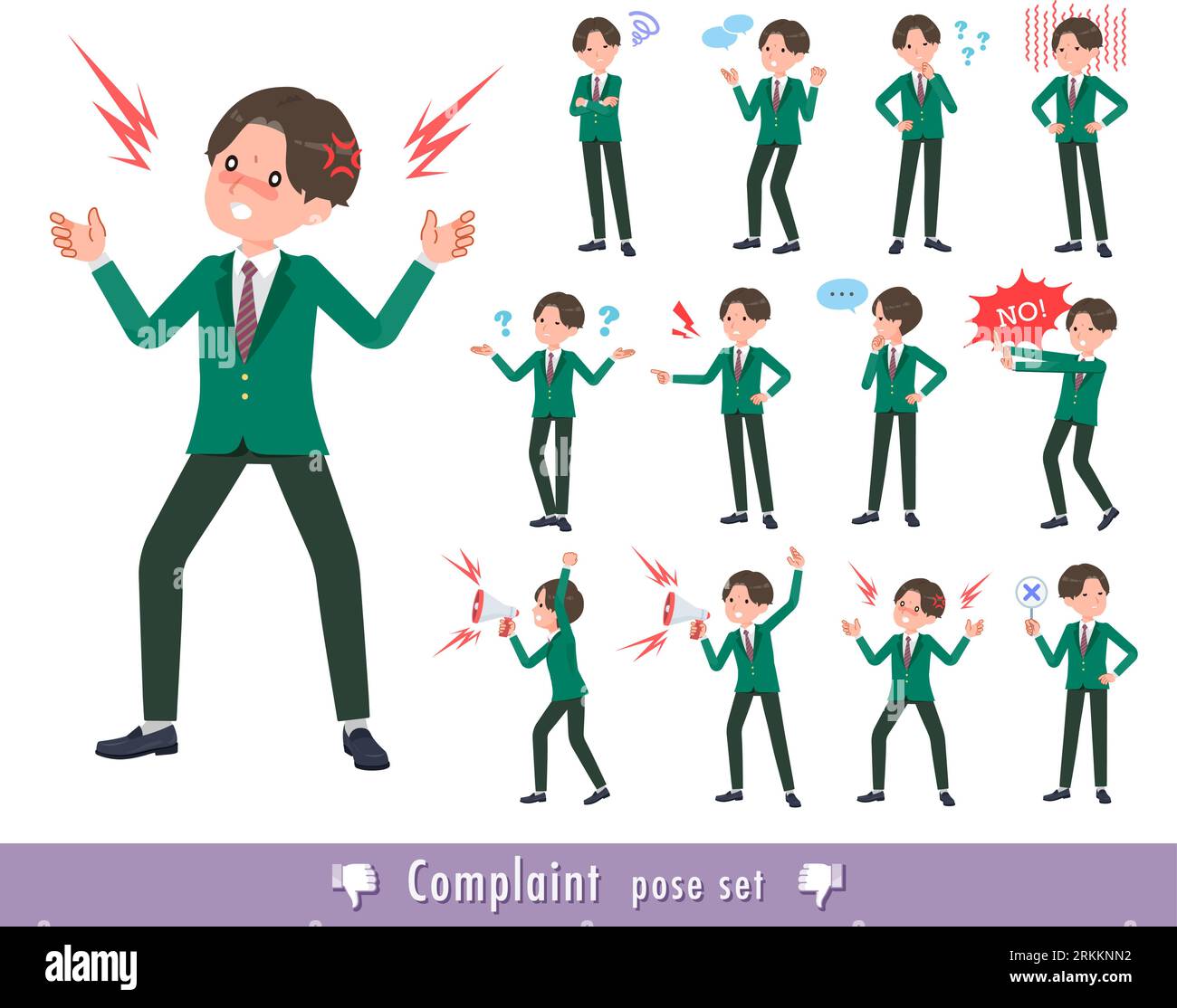 A set of blazer schoolboy expressing their discontent.It's vector art ...