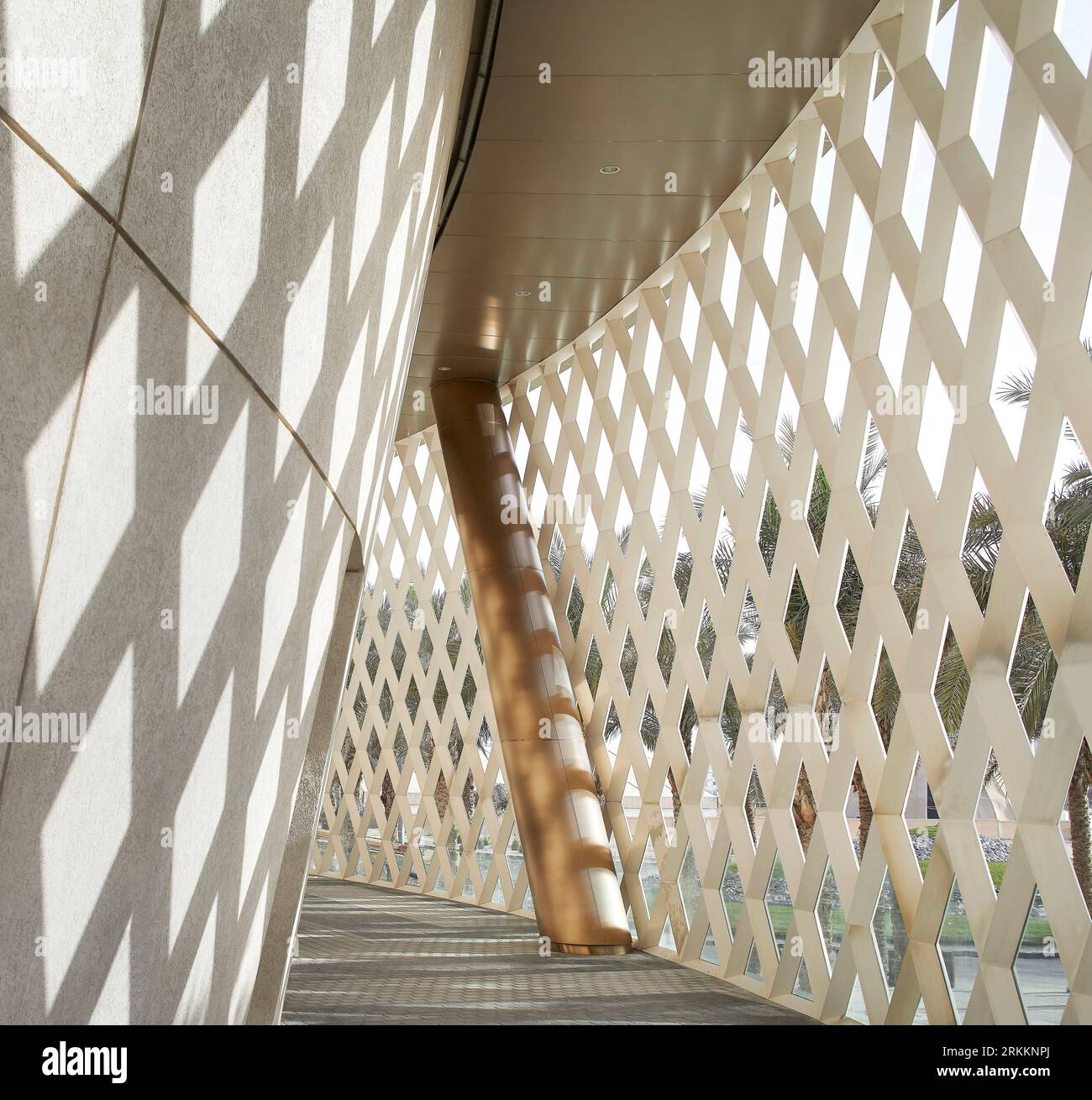 Exterior circulation corridor with screen. 360 Mall, Kuweit City ...