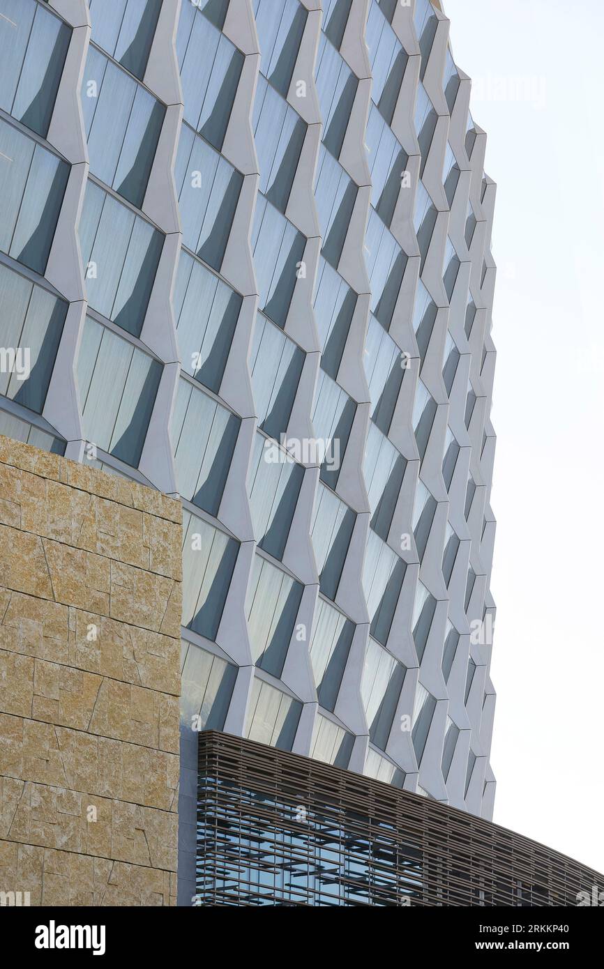 Exterior facade with fins and glazing. 360 Mall, Kuweit City, Kuwait ...