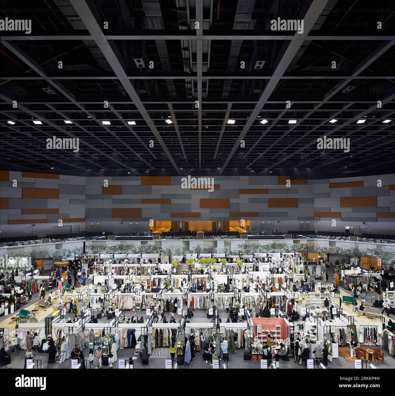 Elevated view across market booths. 360 Mall, Kuweit City, Kuwait ...