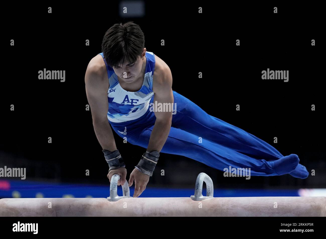 Oliver Zavel competes on the pommel horse during the U.S. Gymnastics ...