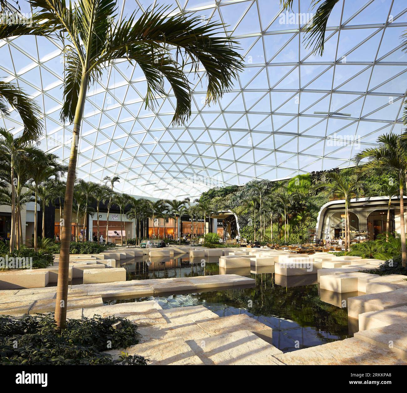 Garden and water features inside mall. 360 Mall, Kuweit City, Kuwait ...