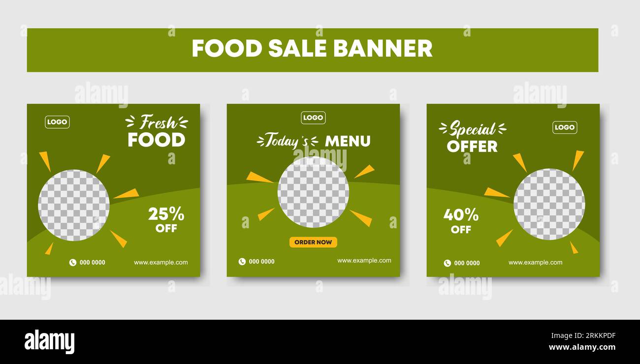 Food menu banner social media post. Set of editable social media ...