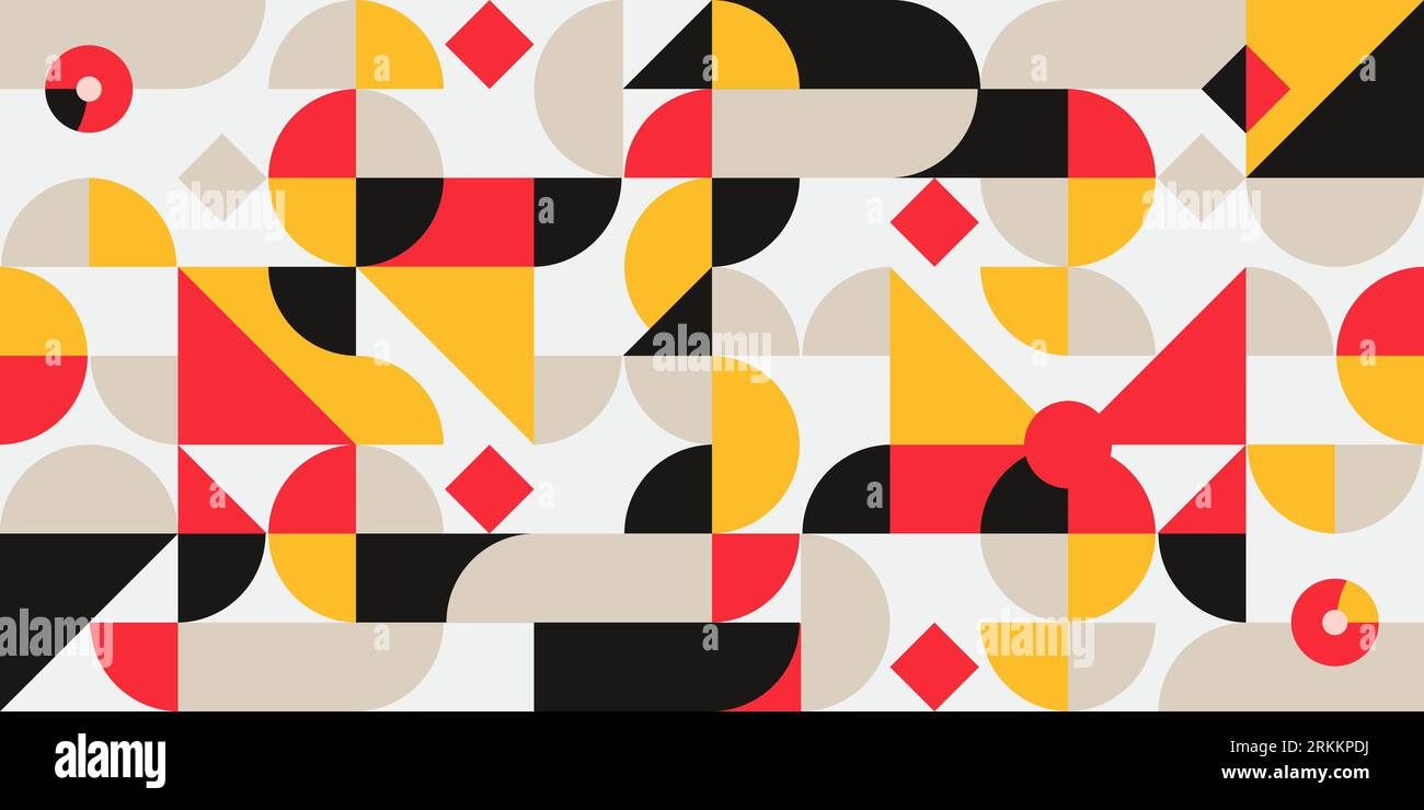 Abstract geometric mural colorful seamless pattern in Bauhaus style ...