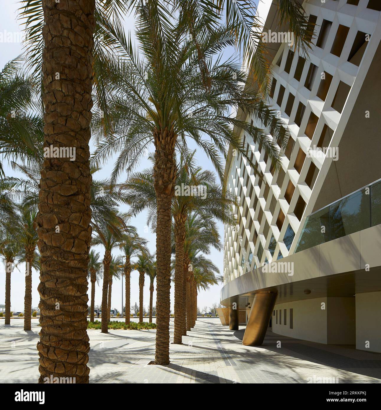 Perspective along facade and palm trees. 360 Mall, Kuweit City, Kuwait ...