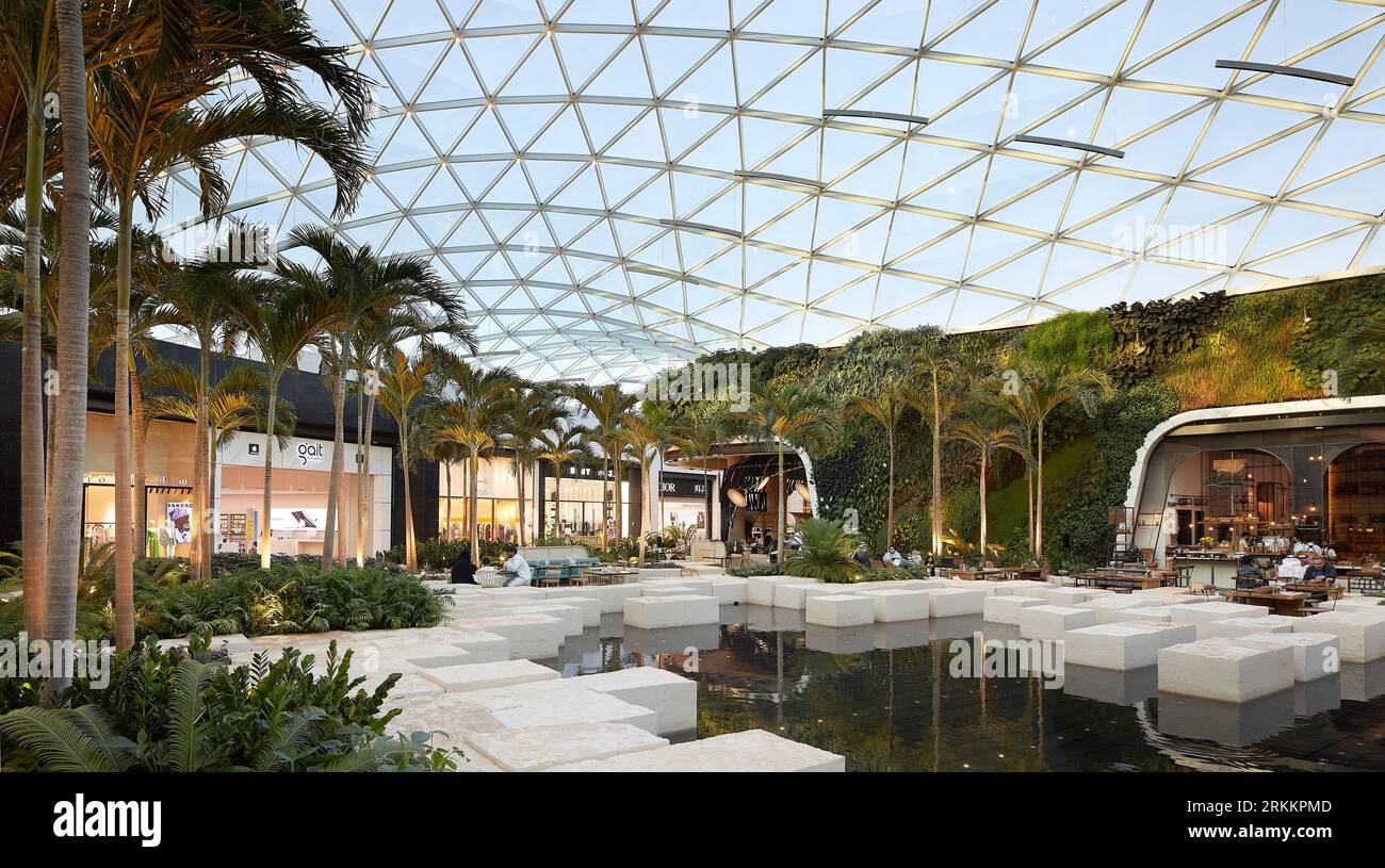 Garden and water features inside mall. 360 Mall, Kuweit City, Kuwait ...