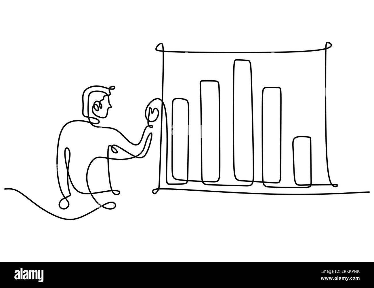 Continuous one line of man doing business presentation Stock Vector ...