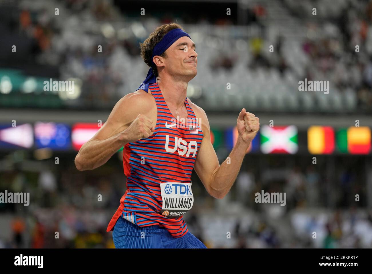 Harrison Williams, of the United States, reacts after an attempt in the ...