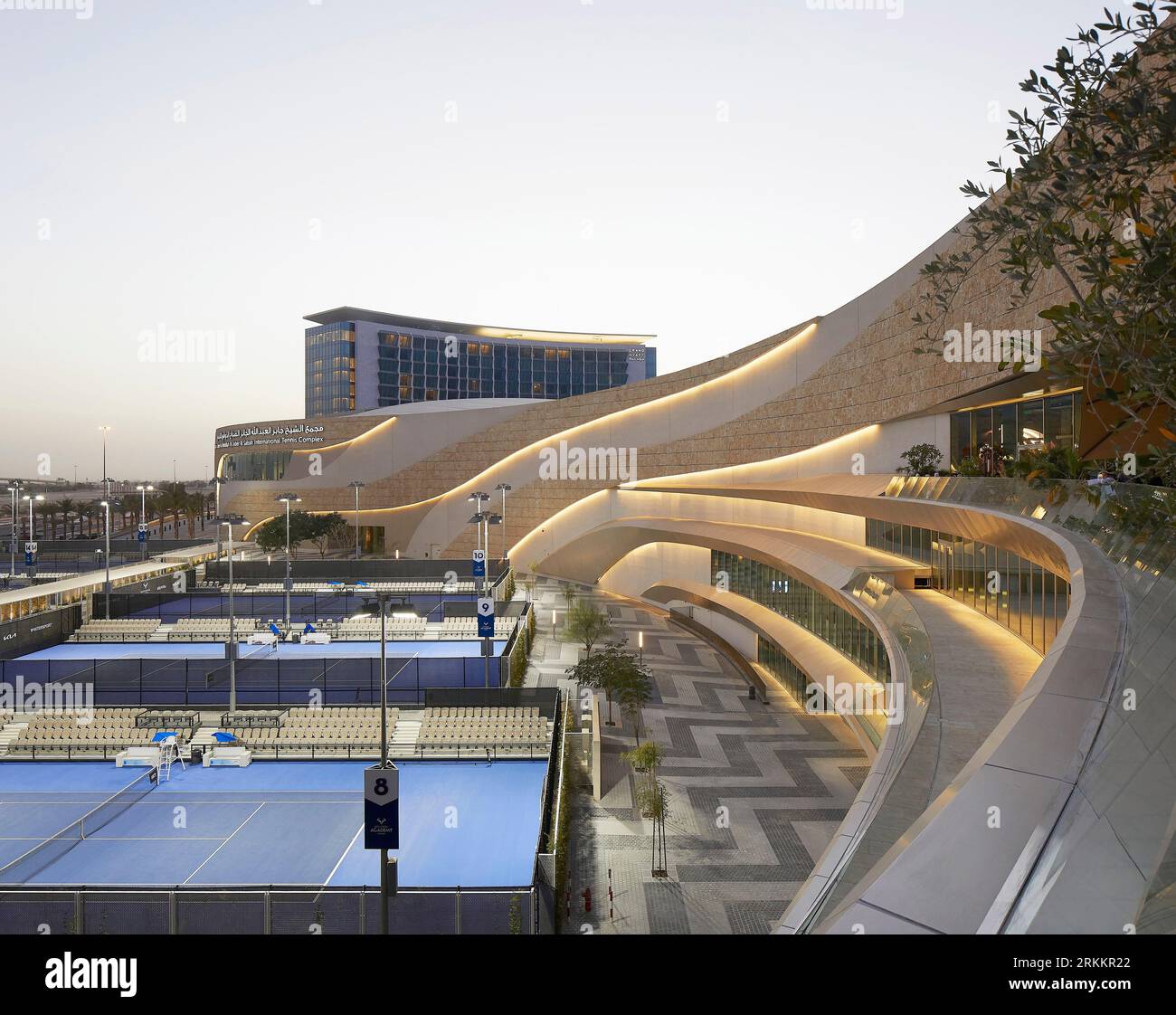 Open air corridors surrounding tennis centre. 360 Mall, Kuweit City ...