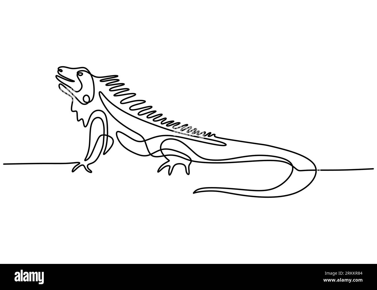 One continuous line drawing of iguana lizard. Exotic reptile animal for ...