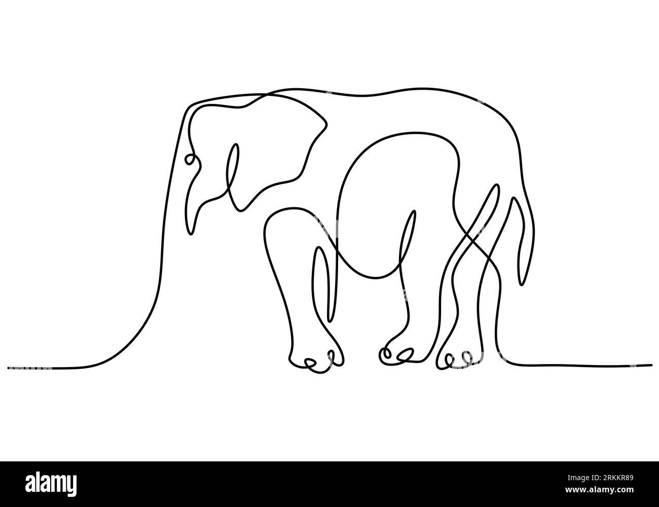 Elephant in continuous single line drawing. A wild animal in the jungle ...