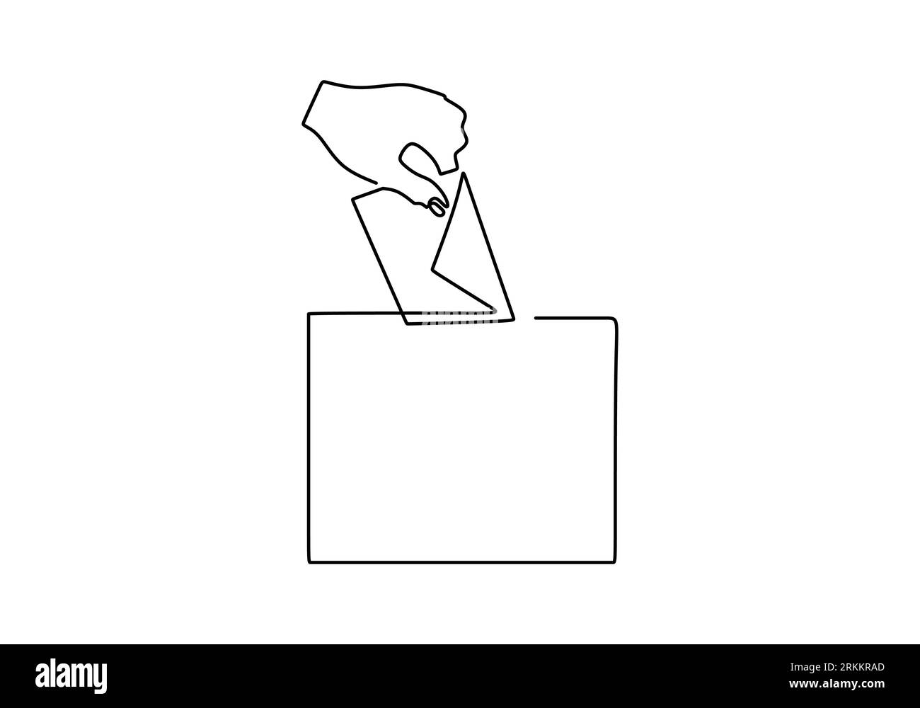 Continuous single line of left hand inserting vote paper into abstract ...