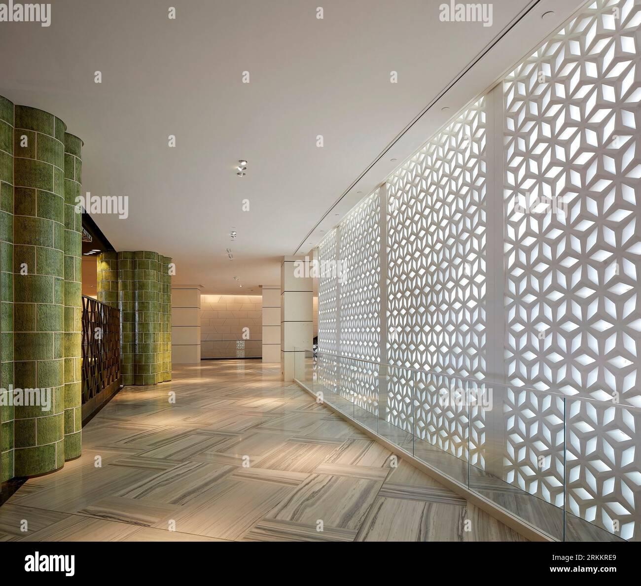 Interior corridor with screen. 360 Mall, Kuweit City, Kuwait. Architect ...