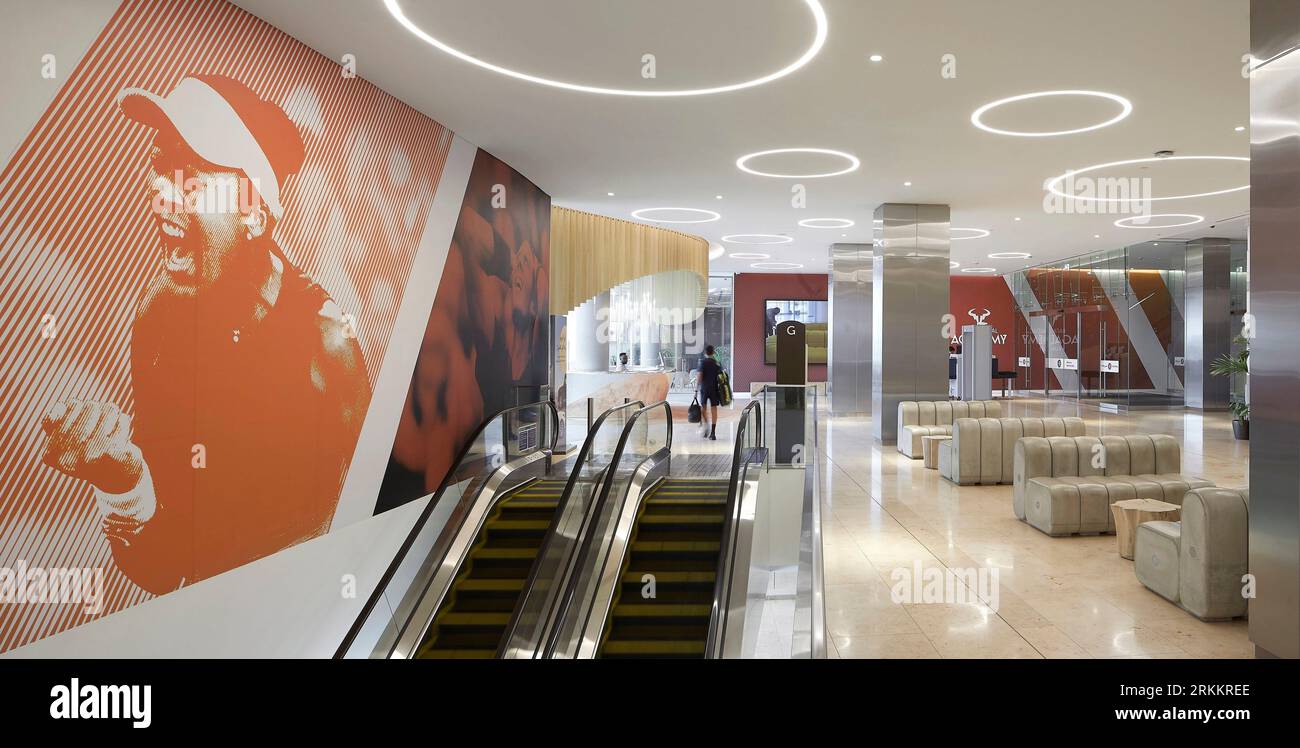 Shopping mall corridor with escalator. 360 Mall, Kuweit City, Kuwait ...