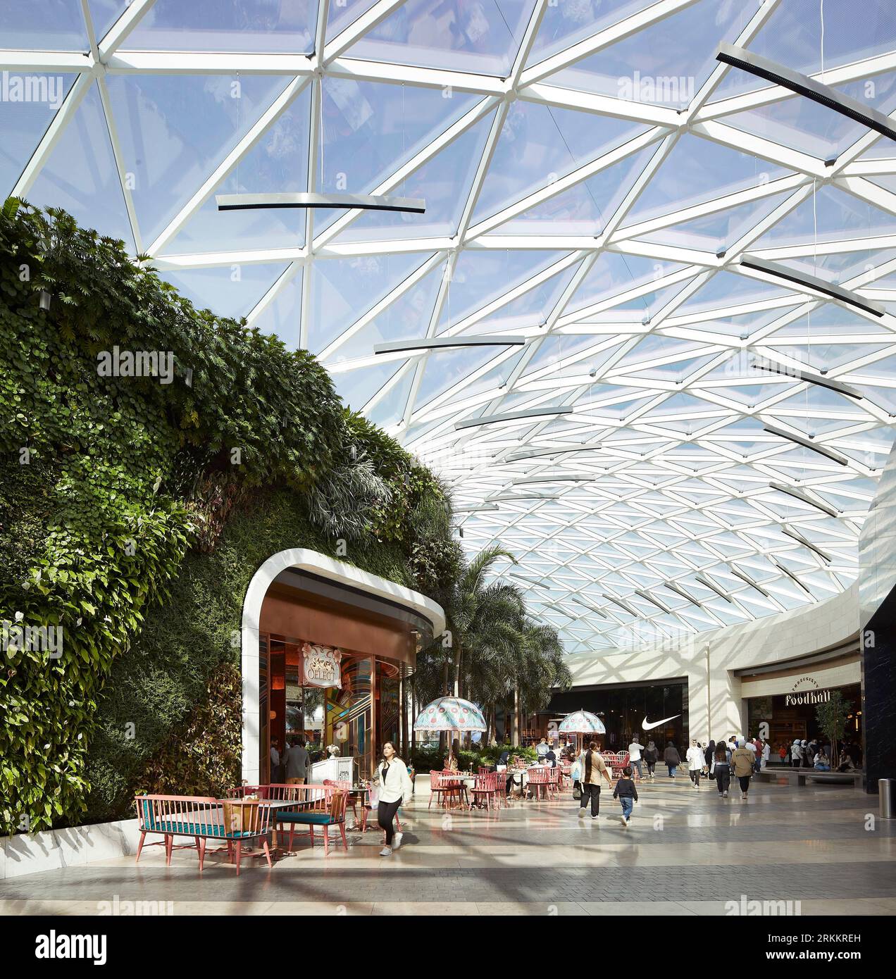 Shopping mall corridor with skylight. 360 Mall, Kuweit City, Kuwait ...