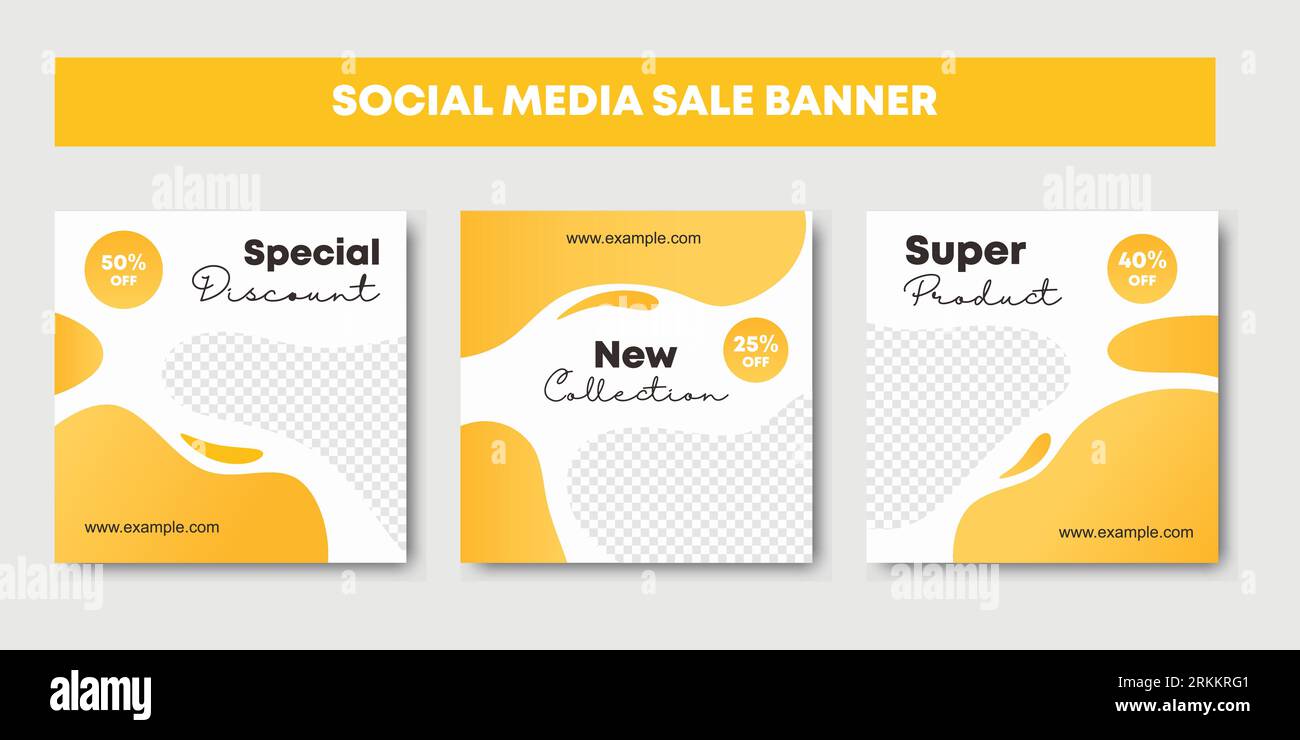 Social media post bundle abstract template design. Yellow and white ...