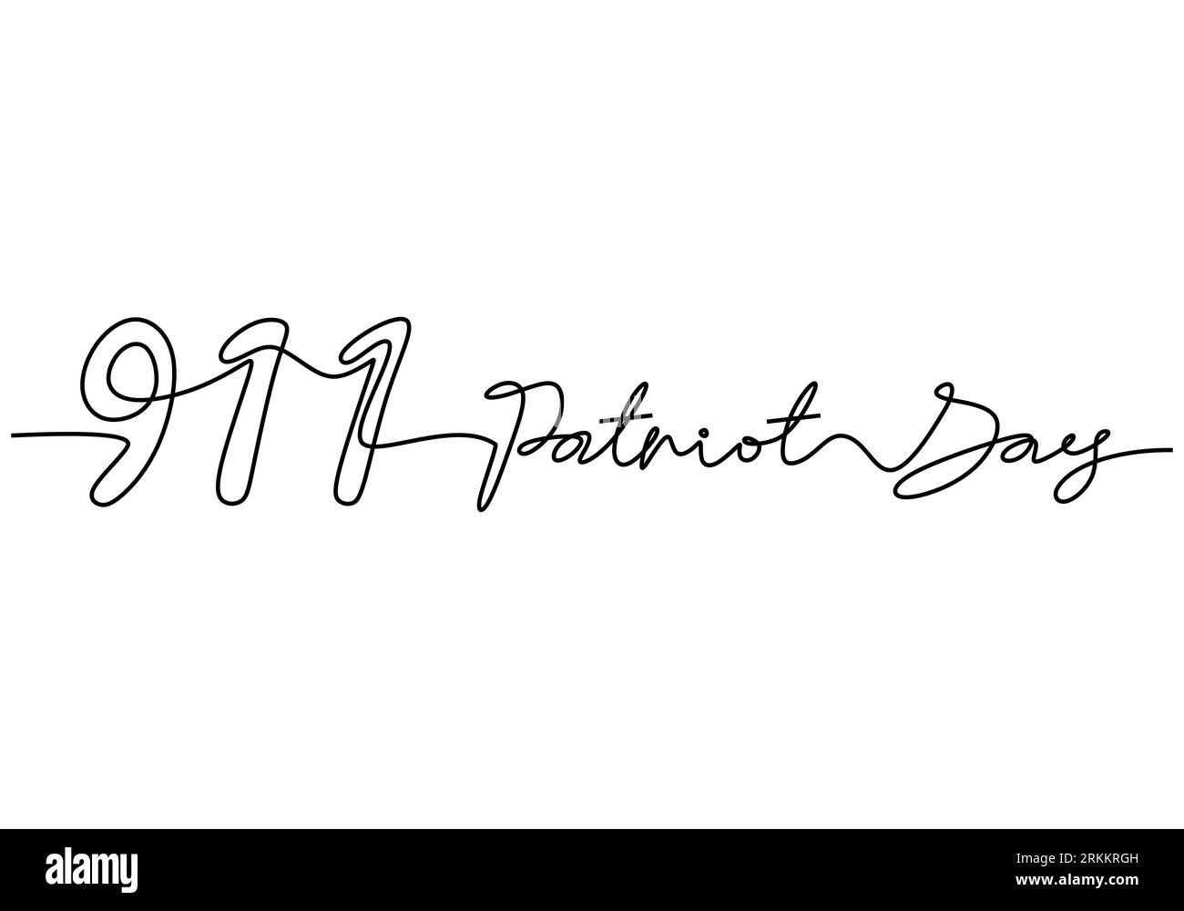 Continuous one line drawing of 911 patriot day letter word hand written ...