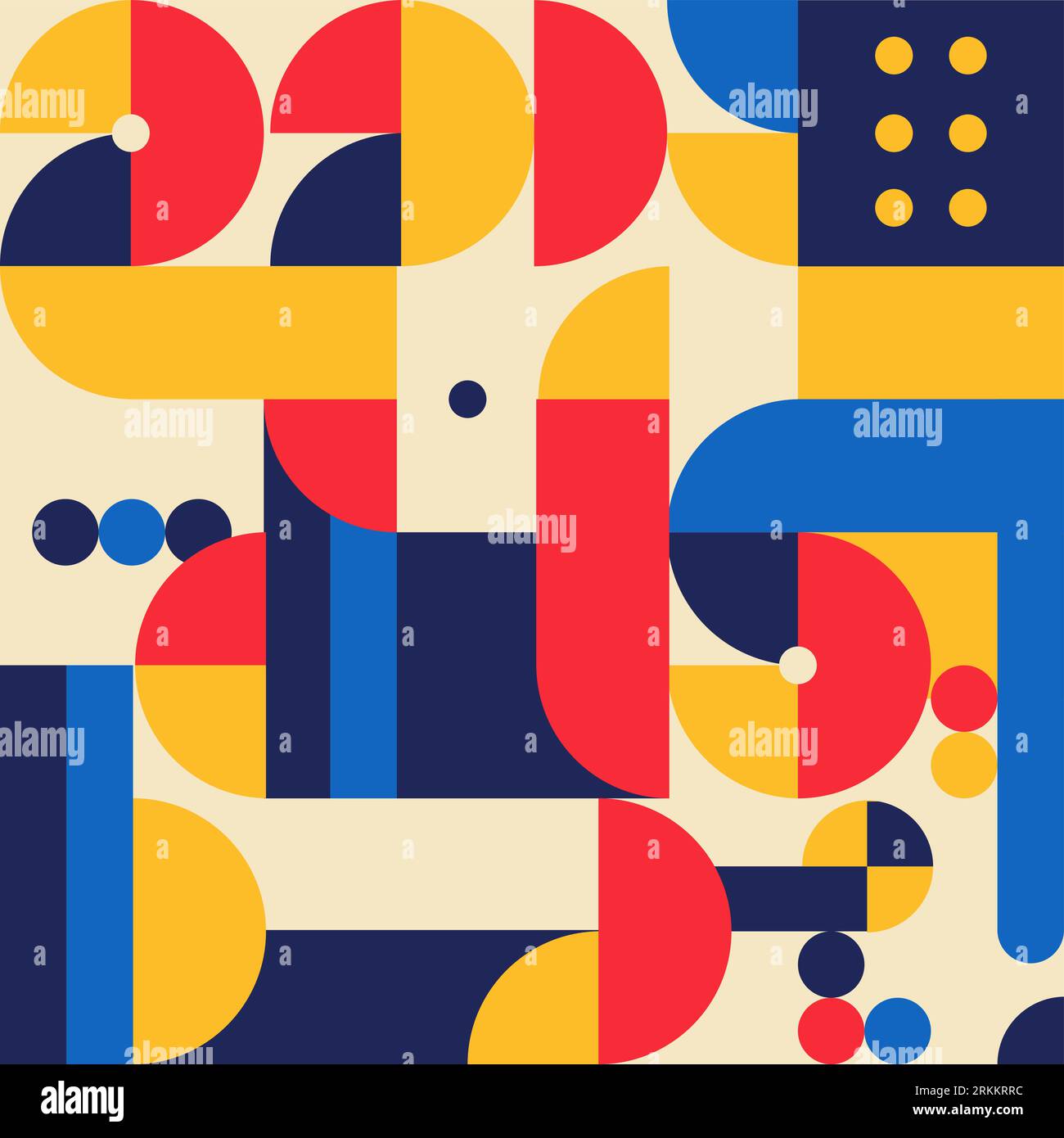 Abstract geometric mural colorful seamless pattern in Bauhaus style ...