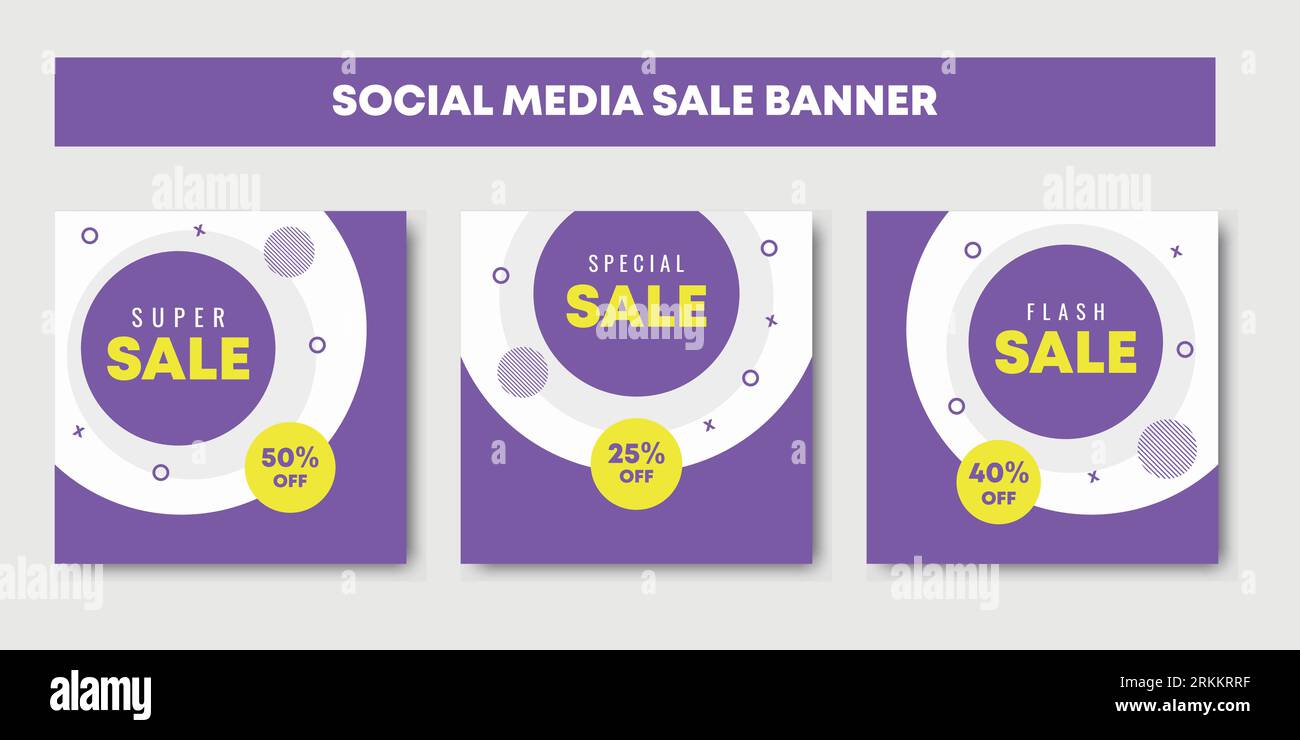 sale social media post design templates vector set Stock Vector Image ...
