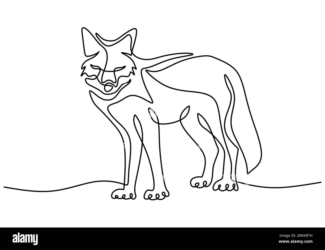One continuous line drawing of cute fox corporate logo identity ...