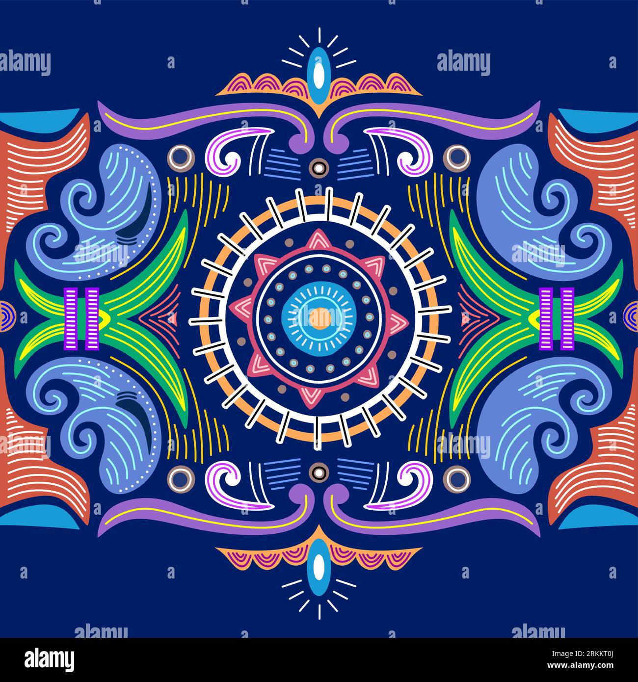 Abstract circular tribal ornament. Ethnic mandala. Stylized sun symbol ...