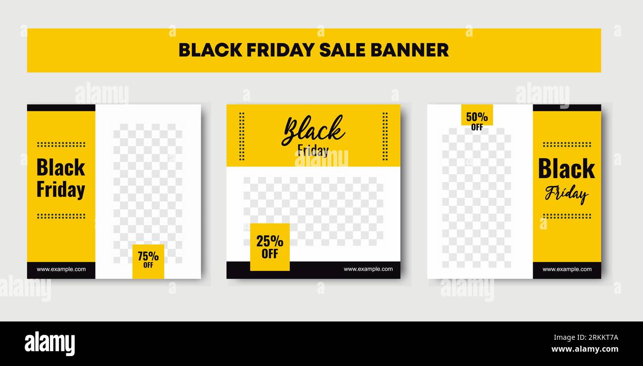 Black friday social media post template, yellow and black colors ...