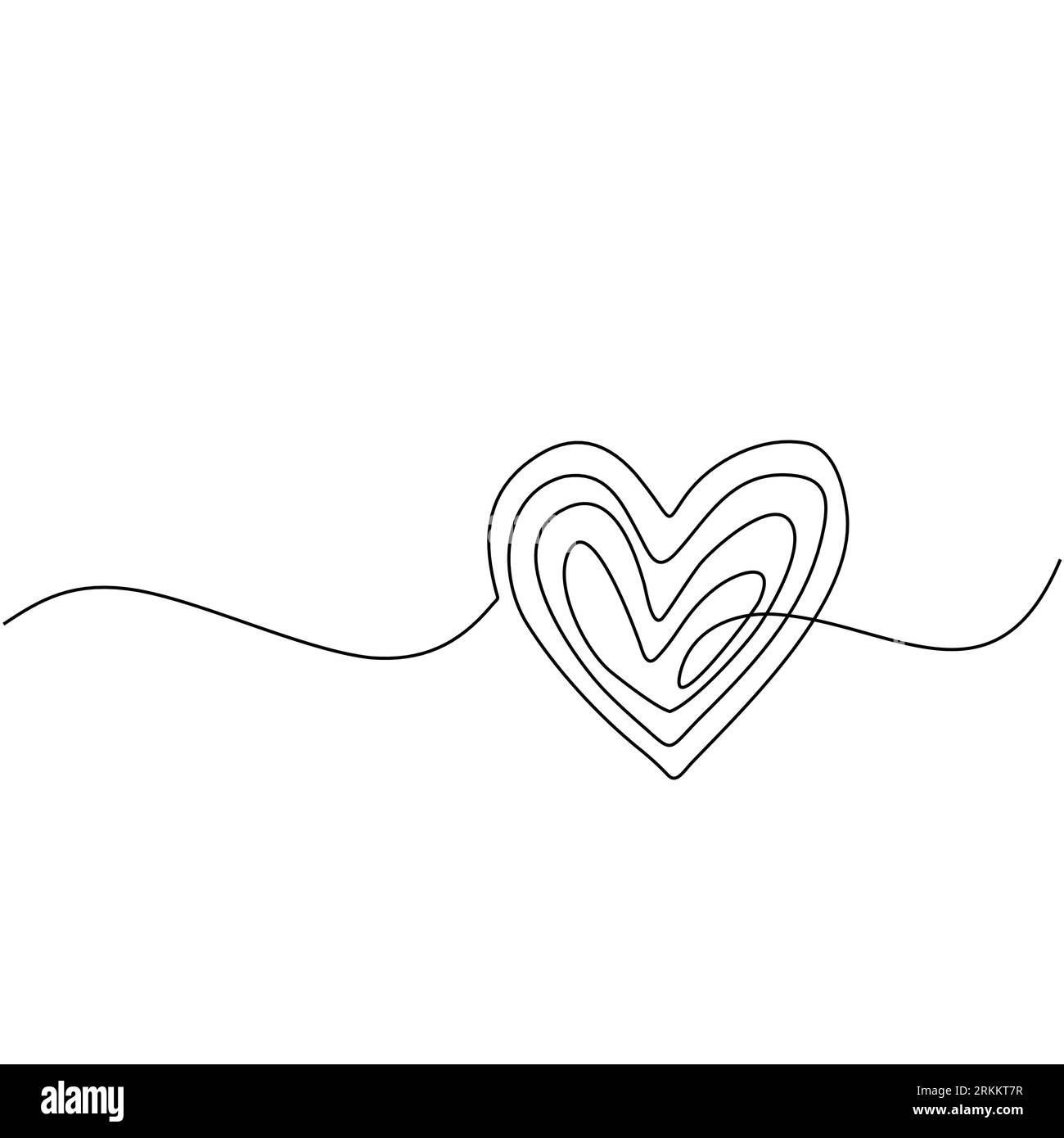 Continuous line drawing heart, Black and white wedding vector ...