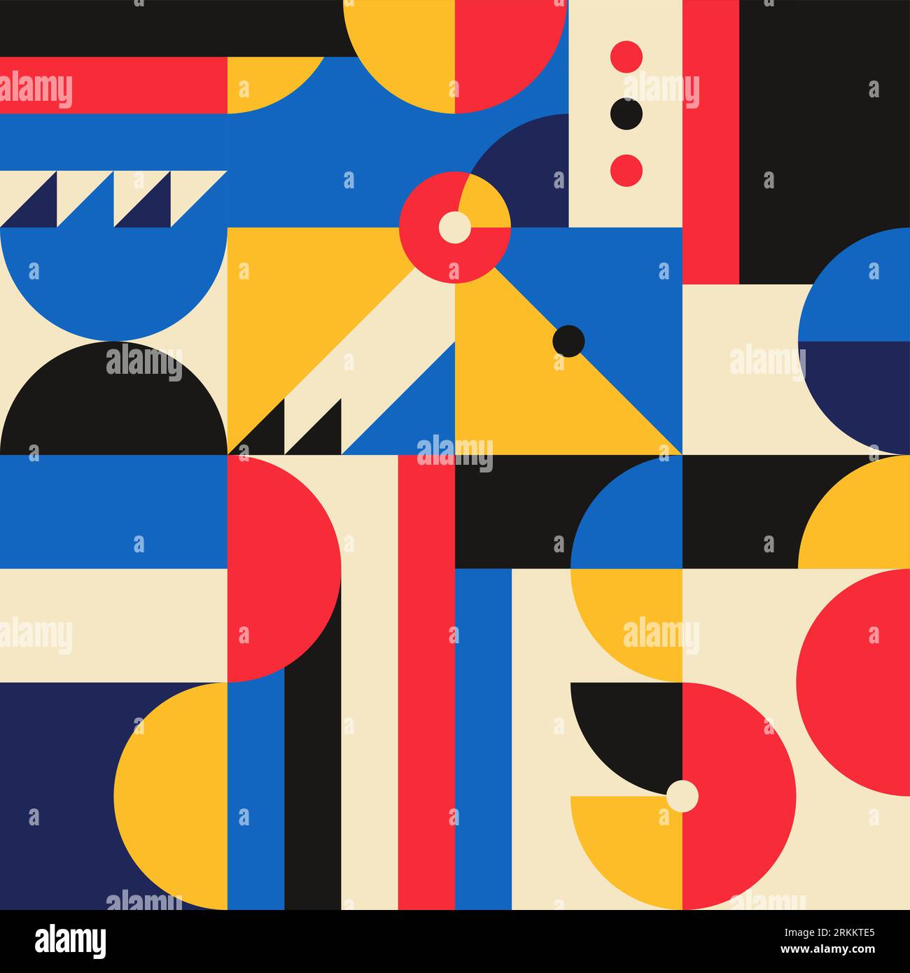 Abstract geometric mural colorful seamless pattern in Bauhaus style ...