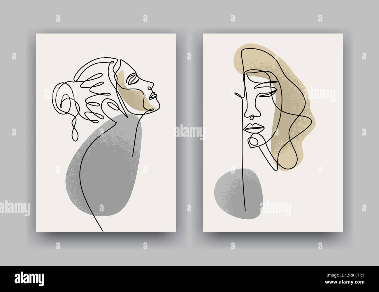 Woman Face Line Art Poster Minimalist Poster Collections Stock Vector