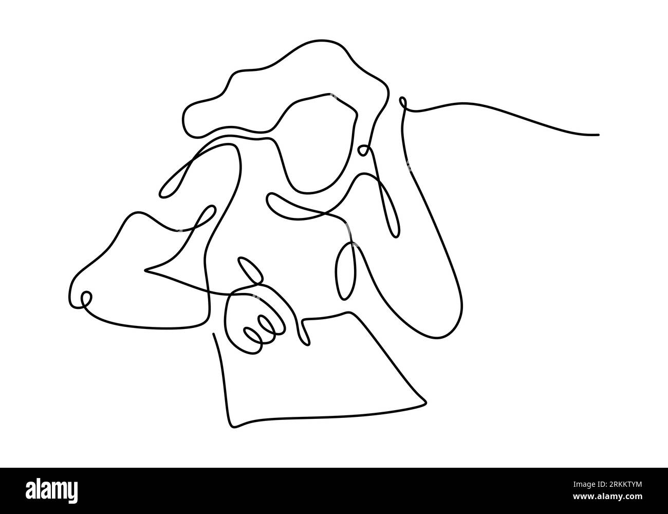 Continuous one line drawing of a young woman taking some notes. A girl ...