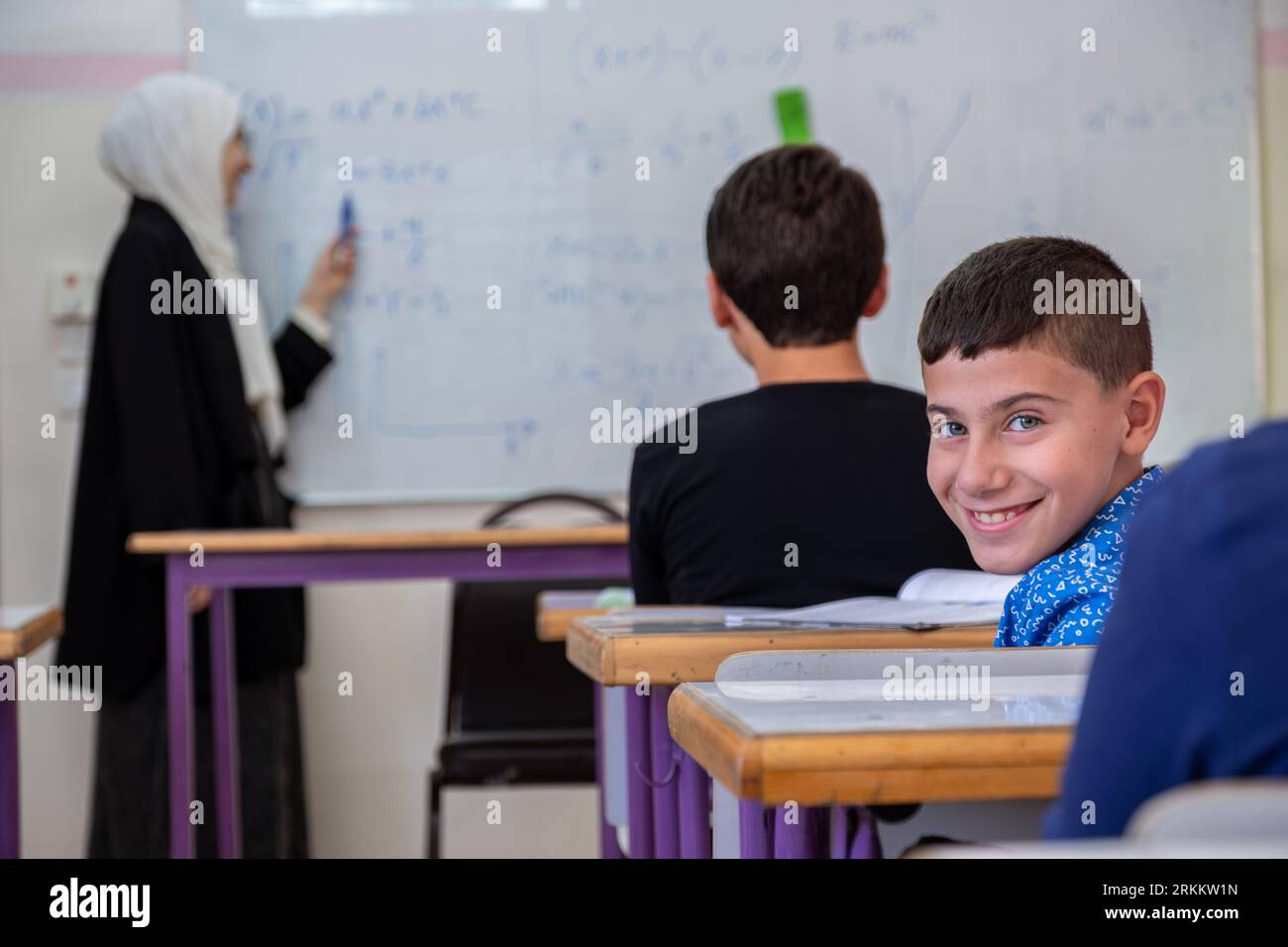 Boy studying in school with his colleagues Stock Photo - Alamy
